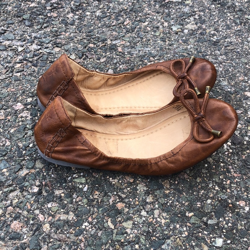 Frye Carson Collapsible Brown Leather Ballet Flats Si… - Gem